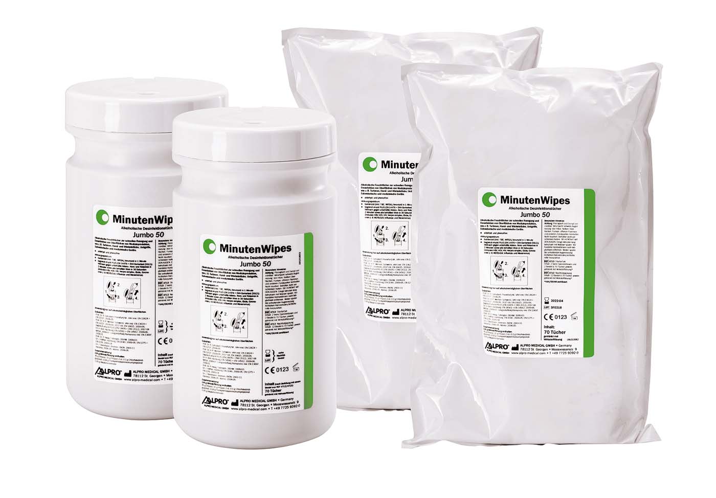 MinutenWipes Jumbo 50 **Karton** 12 x 70 Stück | Desinfektionstücher ...