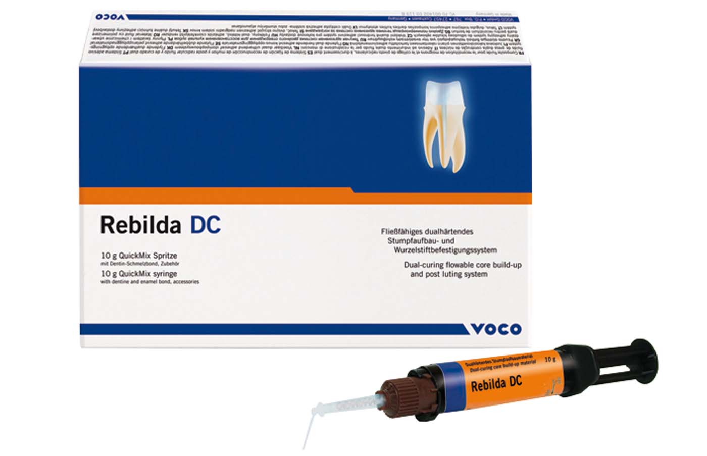 Rebilda® DC 10 g QuickMix Spritze fluoreszierend dentin, Mischkanülen ...