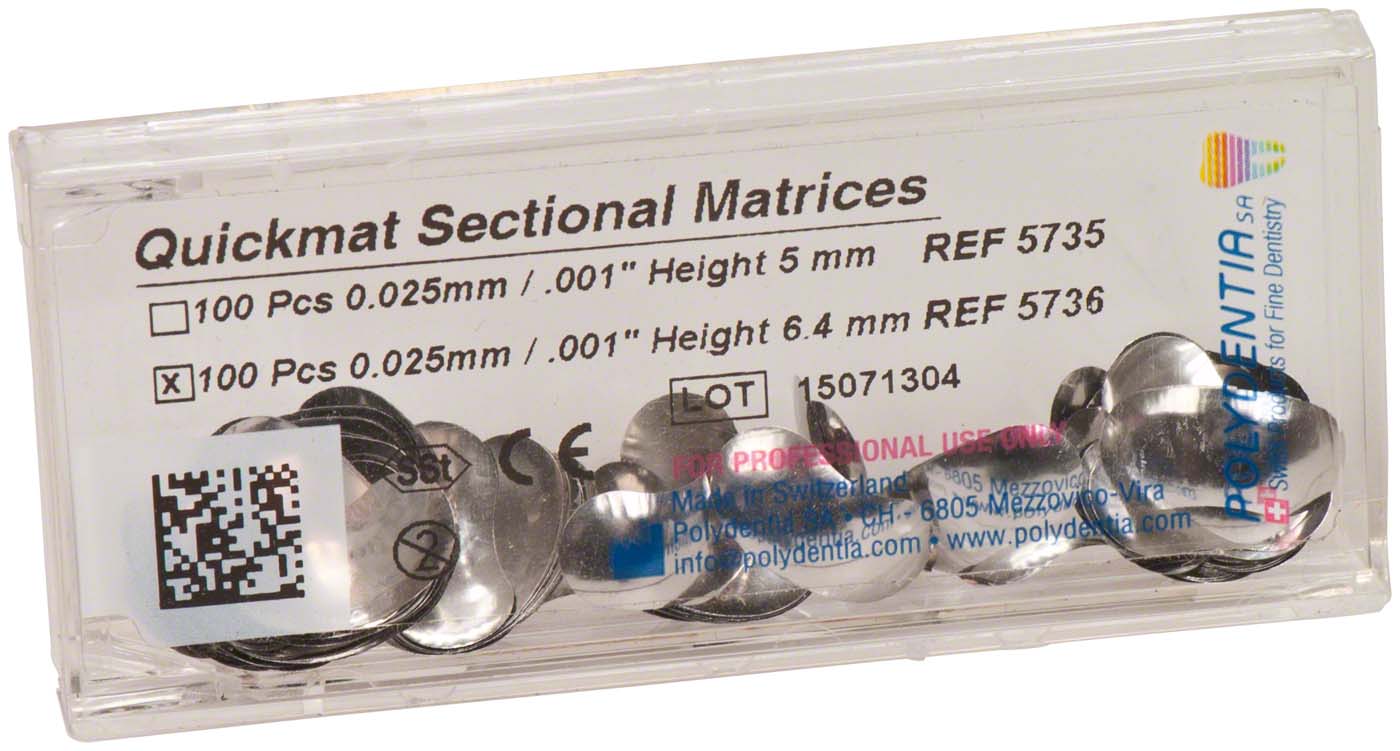 Quickmat DELUXE **Nachfüllpackung** 100 Teilmatrizen Stärke 0,025 mm, bombiert, Molar | Matrizen ...