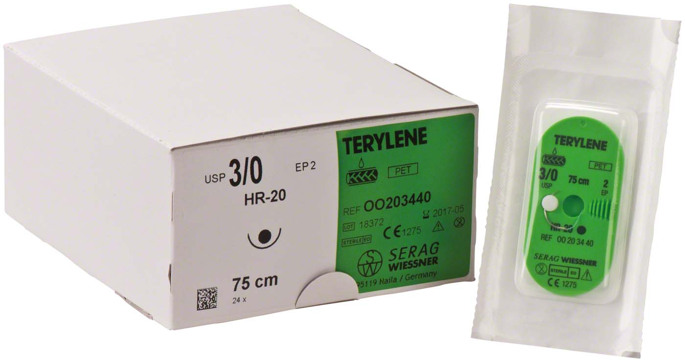 TERYLENE 24 Nadeln grün, 75 cm, DS-15, Stärke 4/0 | Nahtmaterial ...