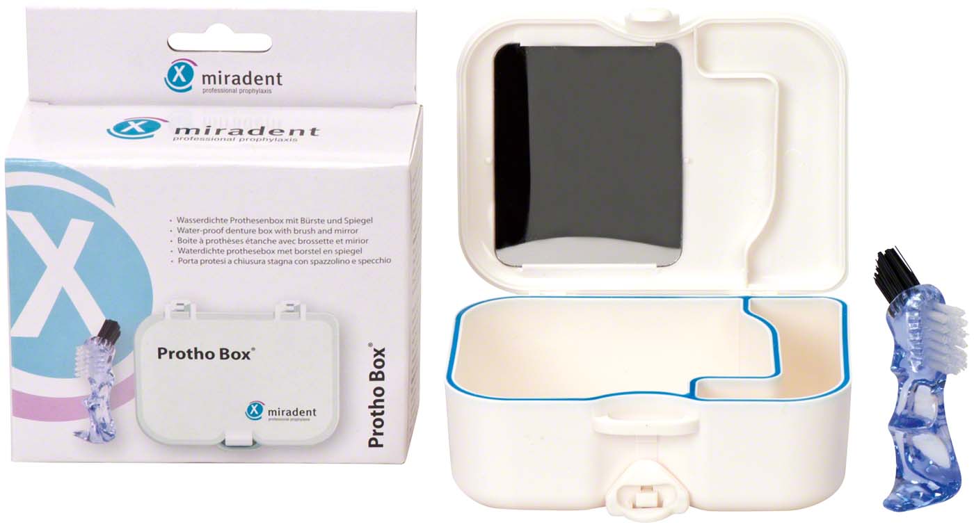 Protho Box mit Bürste und Spiegel im Deckel | Prothesenpflege ...