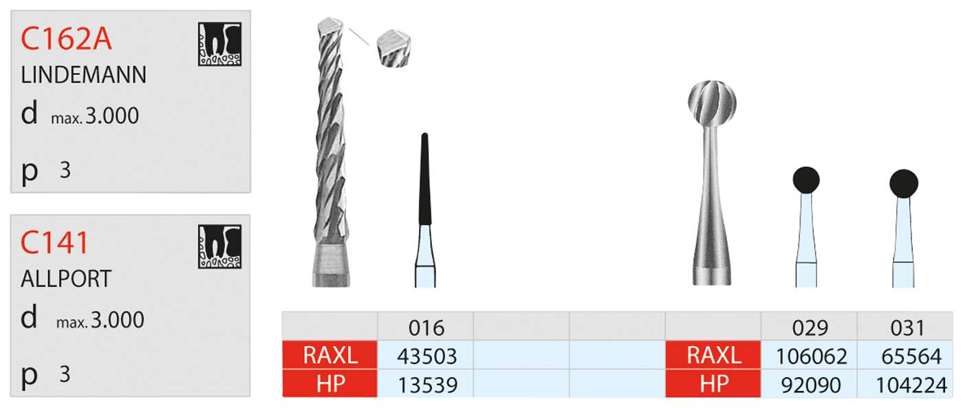 Chirurgie Knochenfräser nach Lindemann C162A 3 Stück FG XXL, Figur 408 ...
