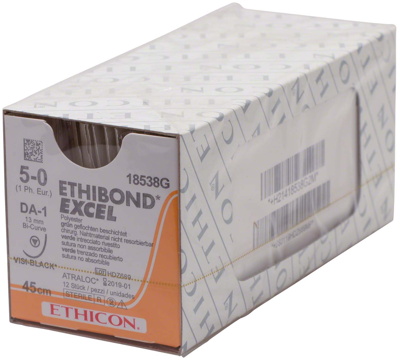 ETHIBOND EXCEL 12 Stück grün, 45 cm, DA1 VISI-BLACK, USP 5-0, Stärke 1 ...