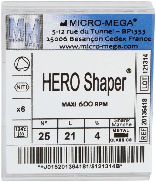HERO Shaper® Classic 6 Stück 21 mm, 4 %, ISO 025 | Instrumente für die ...