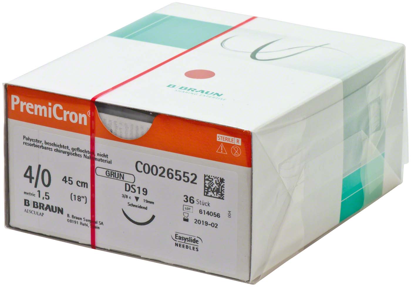 PremiCron® 36 Stück grün DS19, 45 cm, USP4/0 | Nahtmaterial ...