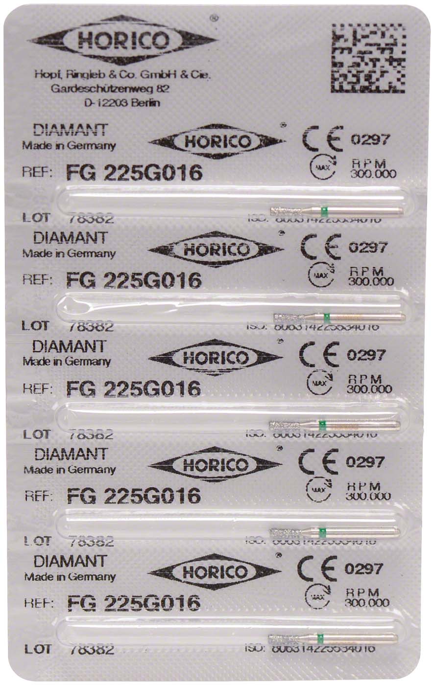 Diamantschleifer 225 5 Stück grün grob, FG, Figur 225, 4 mm, ISO 016 ...