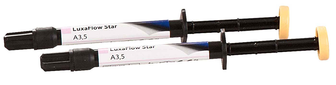 LuxaFlow Star 2 x 1,5 g Spritze A3,5, 10 Luer-Lock Tips | Provisorische K + B Materialien ...