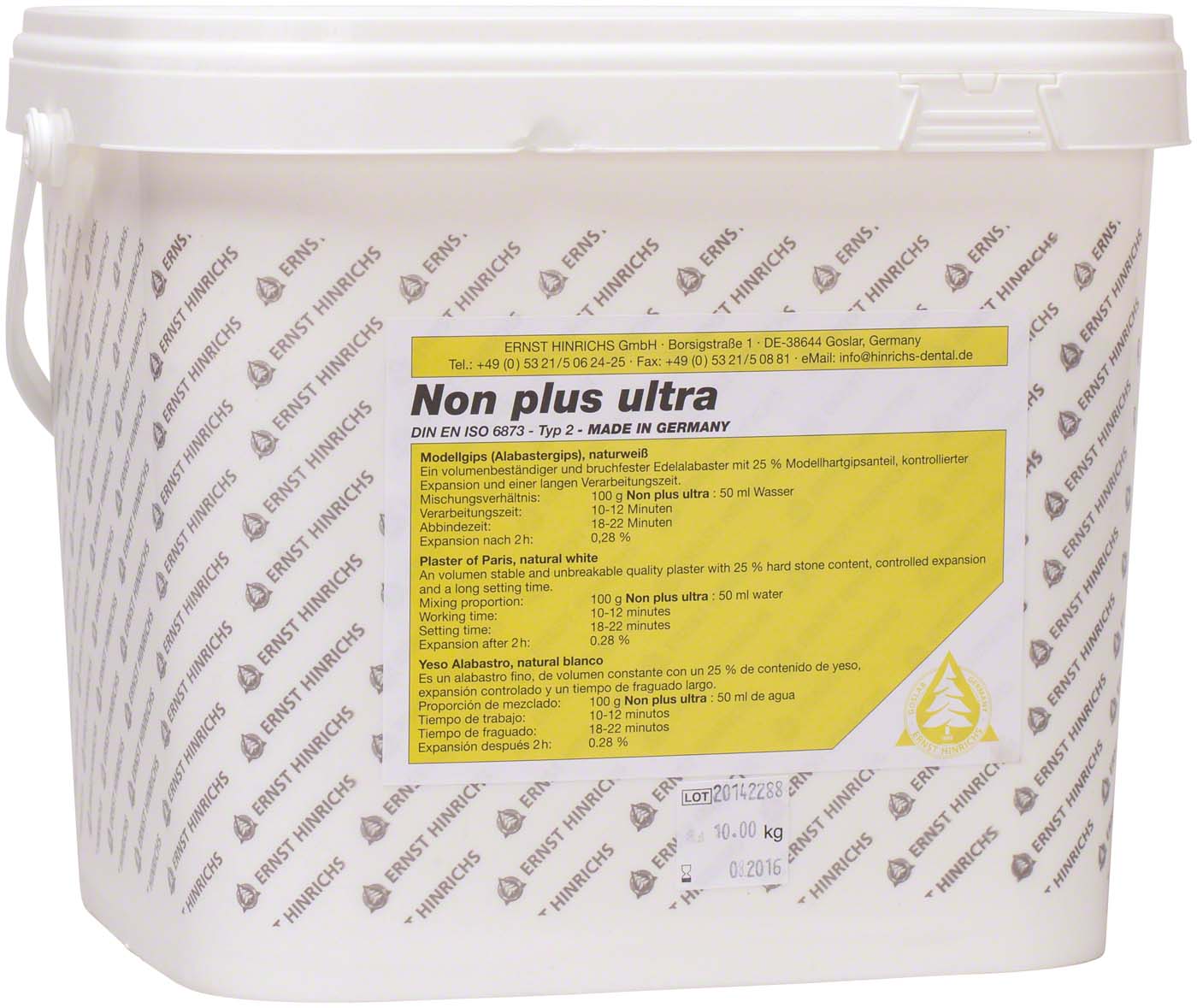 Non plus ultra **Eimer** 10 kg Modellgips naturweiß | Gipse Klasse 2 ...
