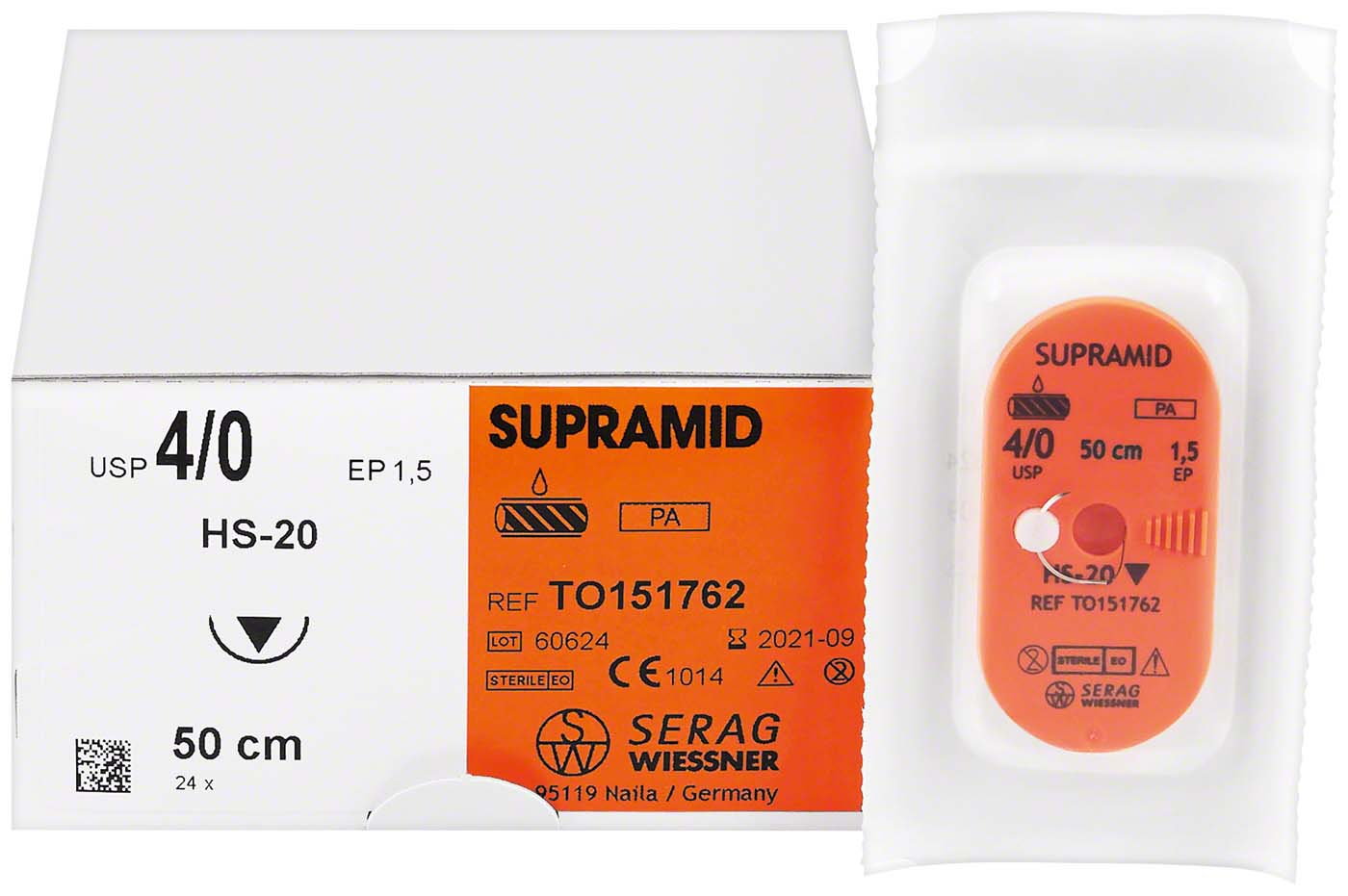 SUPRAMID 24 Nadeln schwarz, 0,5 m, HS-20, Stärke 4/0 | Nahtmaterial ...