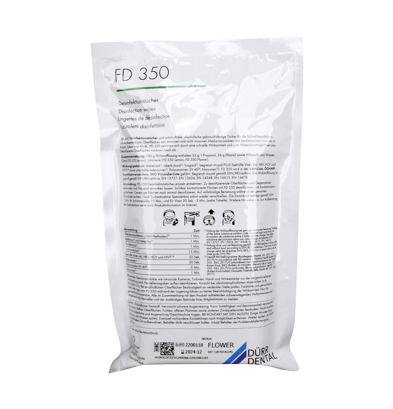 FD 350 Flächen-Desinfektion **Nachfüllpackung** 12 x 110 Stück Flower ...