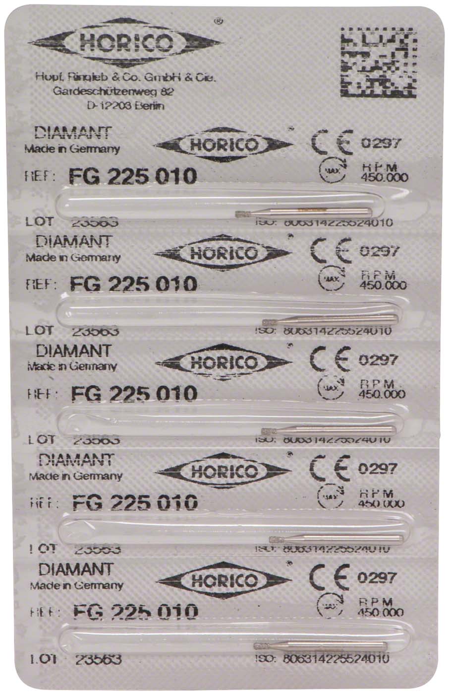 Diamantschleifer 225 5 Stück grün grob, FG, Figur 225, 4 mm, ISO 016 ...