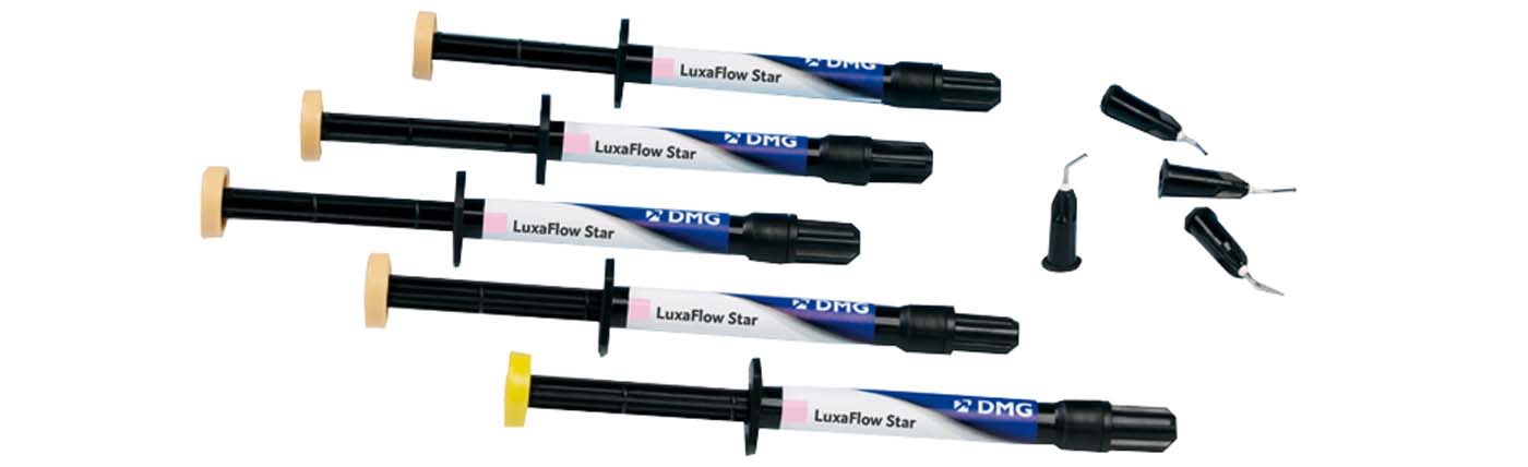 LuxaFlow Star 2 x 1,5 g Spritze A3,5, 10 Luer-Lock Tips | Provisorische K + B Materialien ...