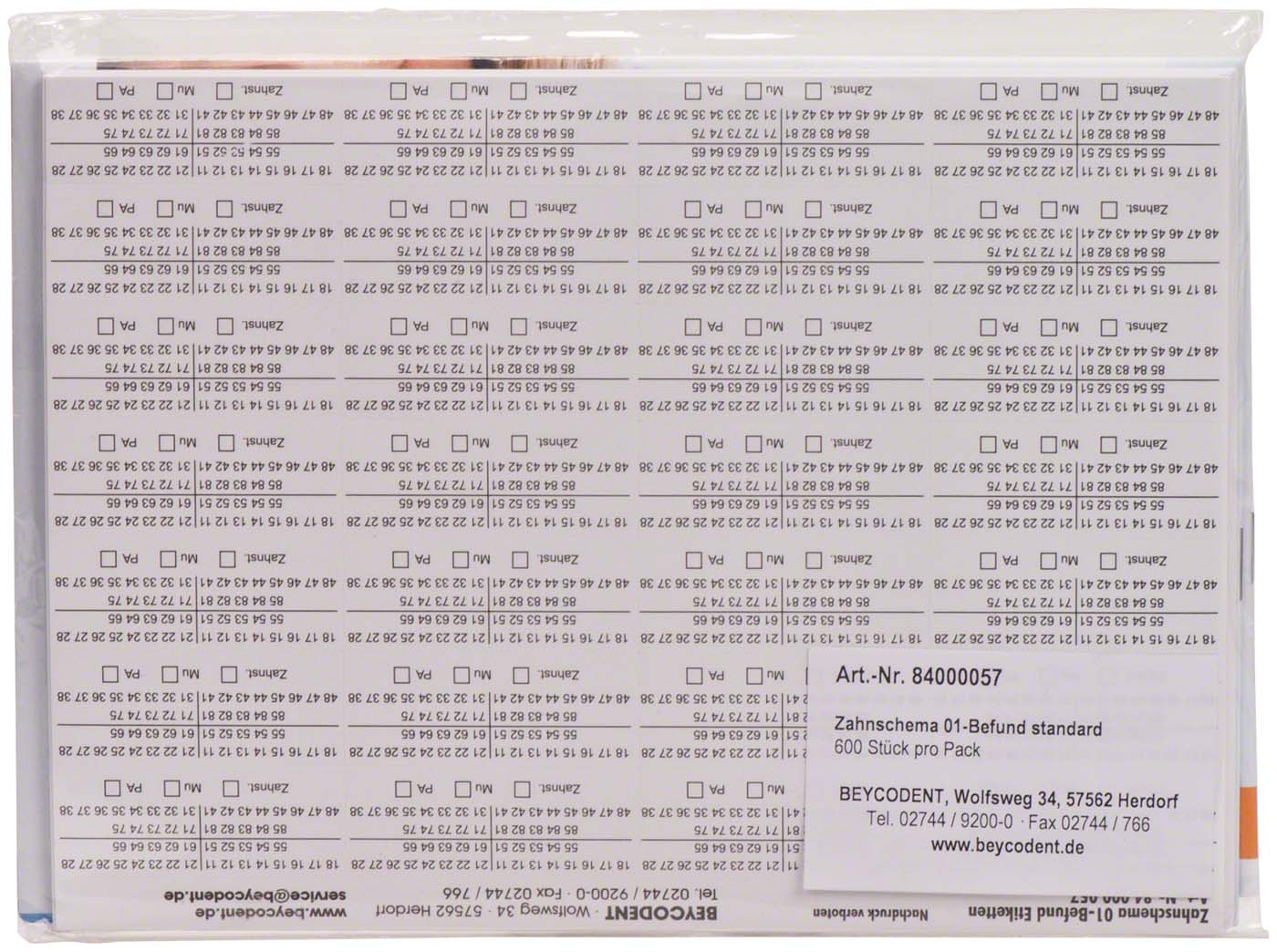 Zahnschema Befund 600 Stück 50 x 20 mm | Organisationssysteme ...
