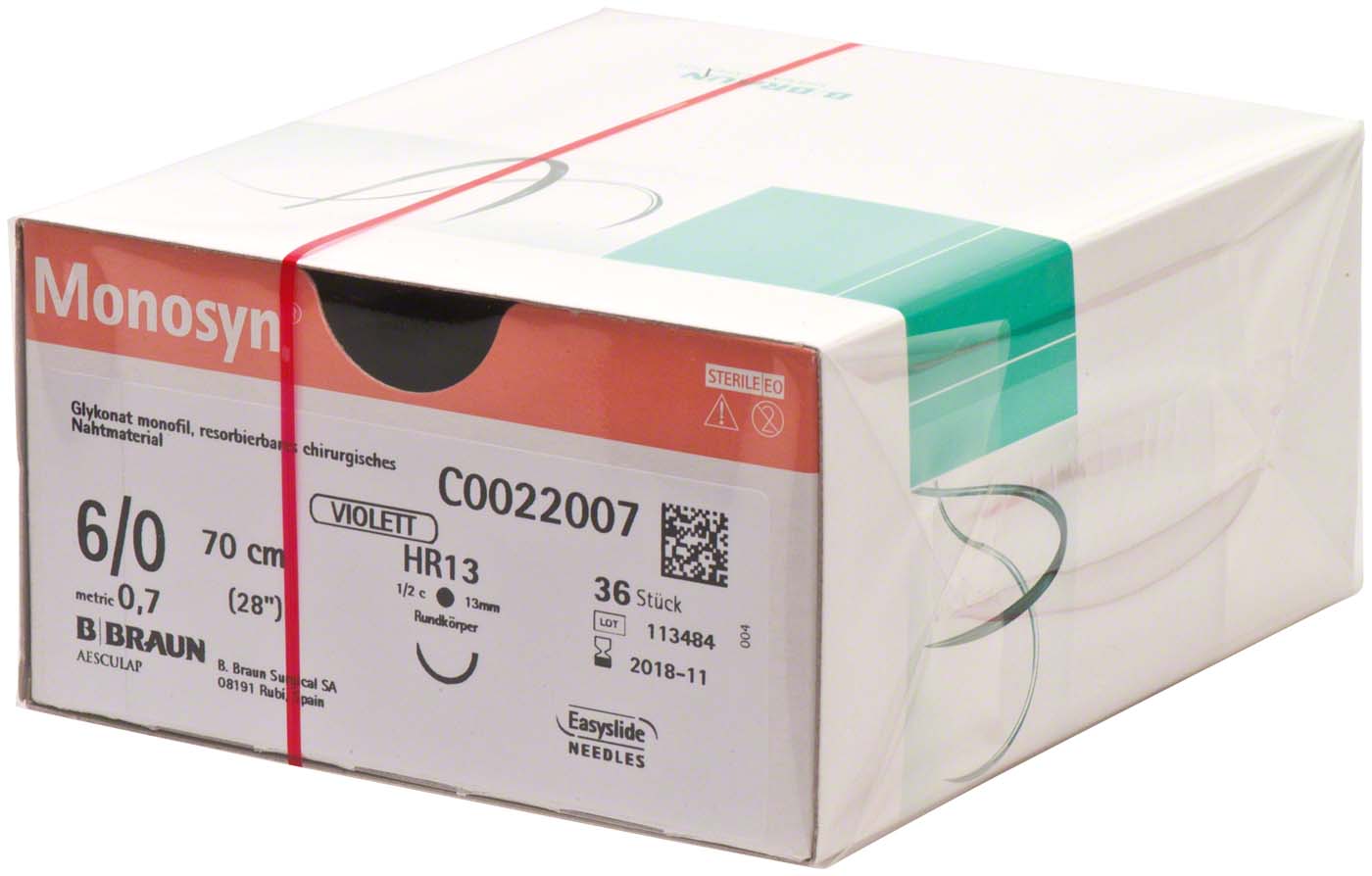 Monosyn® 36 Stück violett, 70 cm, USP 2/0, HR30 | Nahtmaterial ...