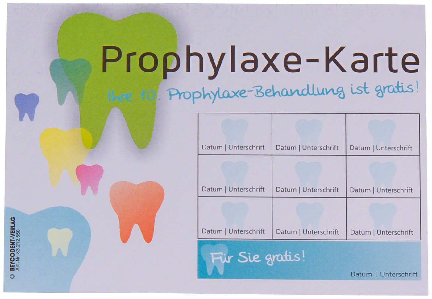 Prophylaxe-Karteikarte 100 Karten | Organisationssysteme ...