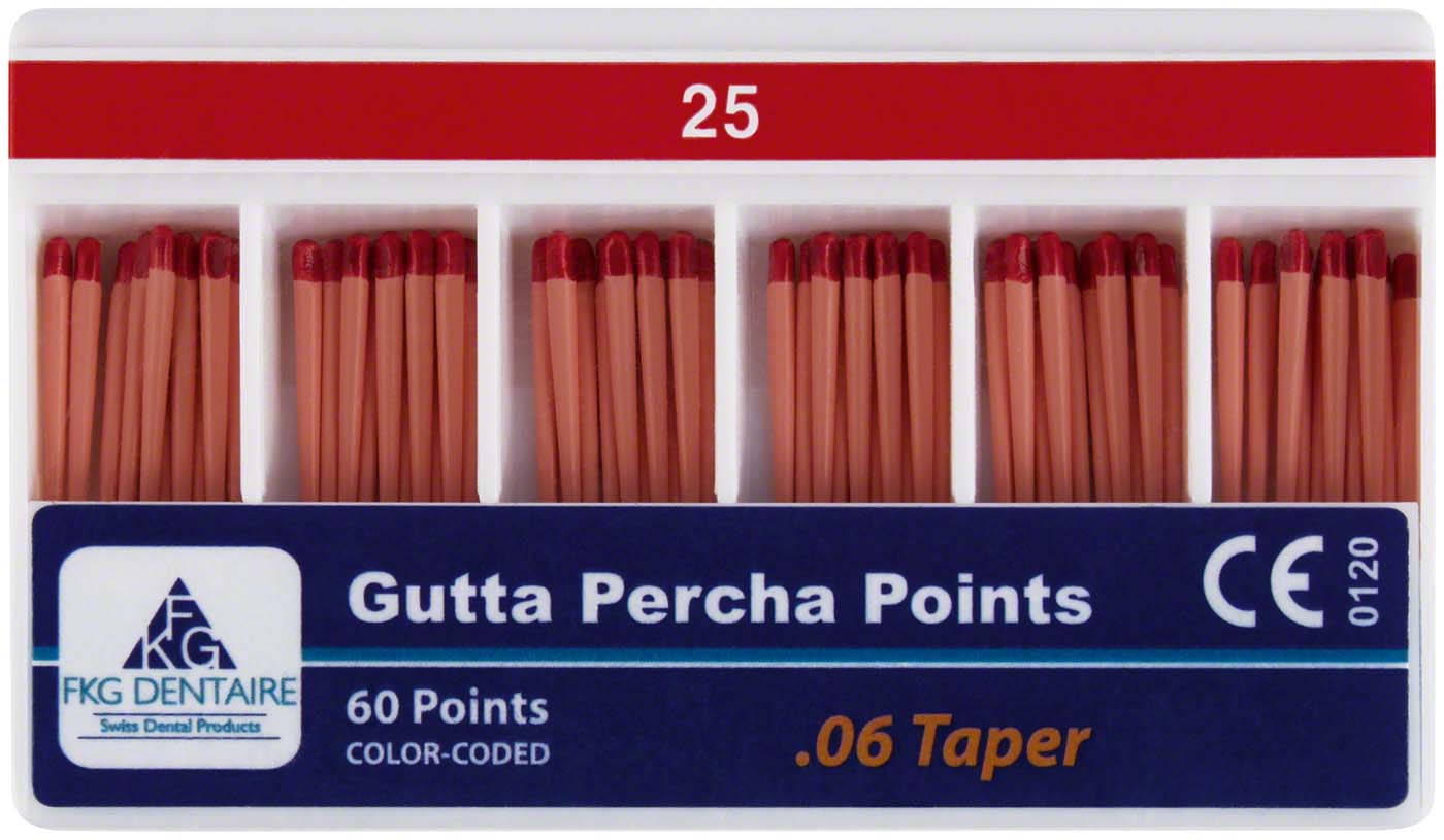 FKG Gutta Percha 60 Stück Taper.06 ISO 025 | Guttaperchaspitzen ...