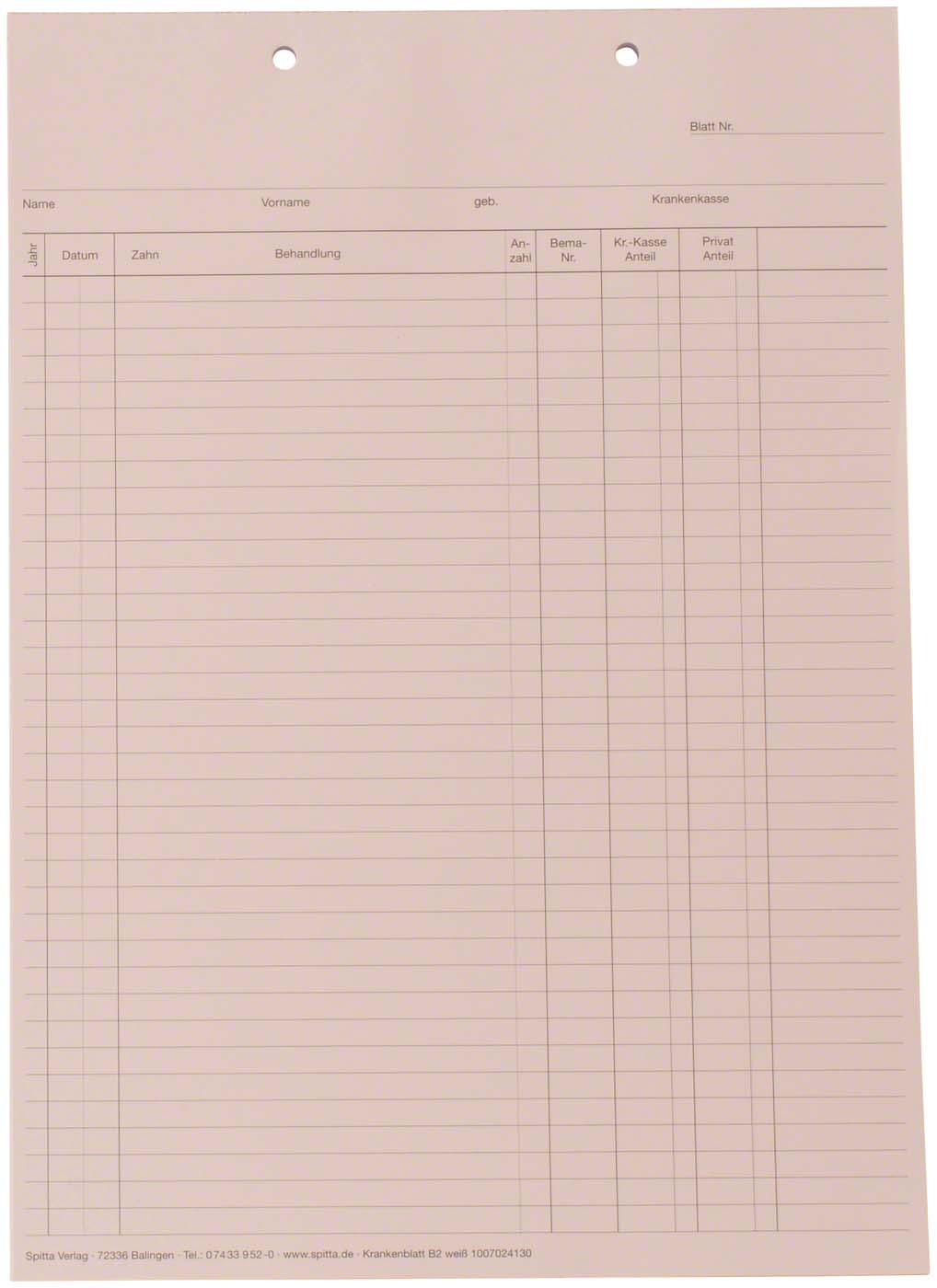Krankenblatt B2 **Block** 100 Stück weiß | Organisationssysteme ...