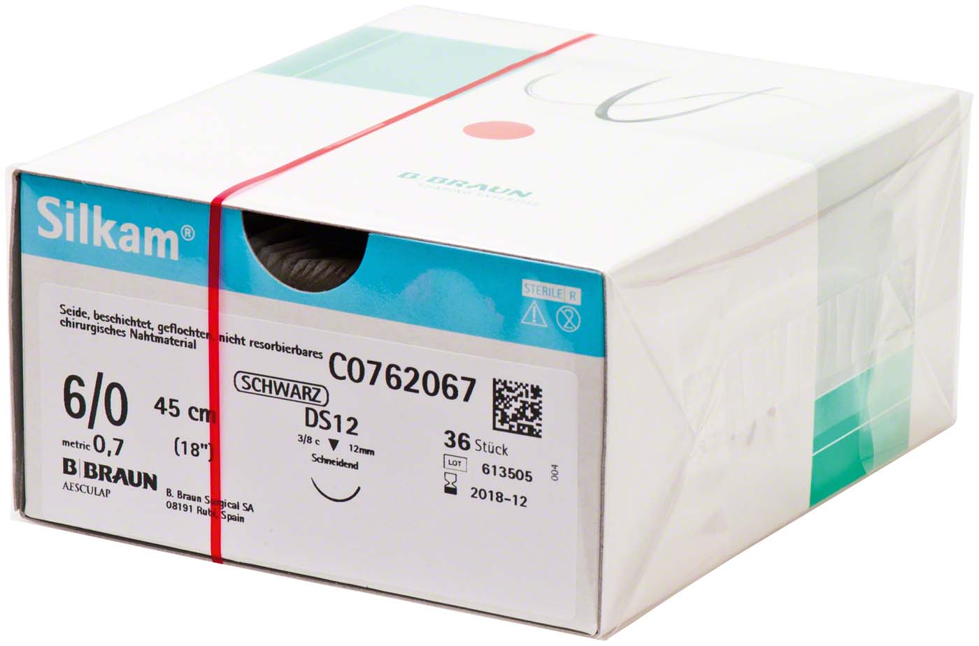 Silkam® 36 Stück schwarz, 45 cm, USP 6/0, DS12 | Nahtmaterial ...
